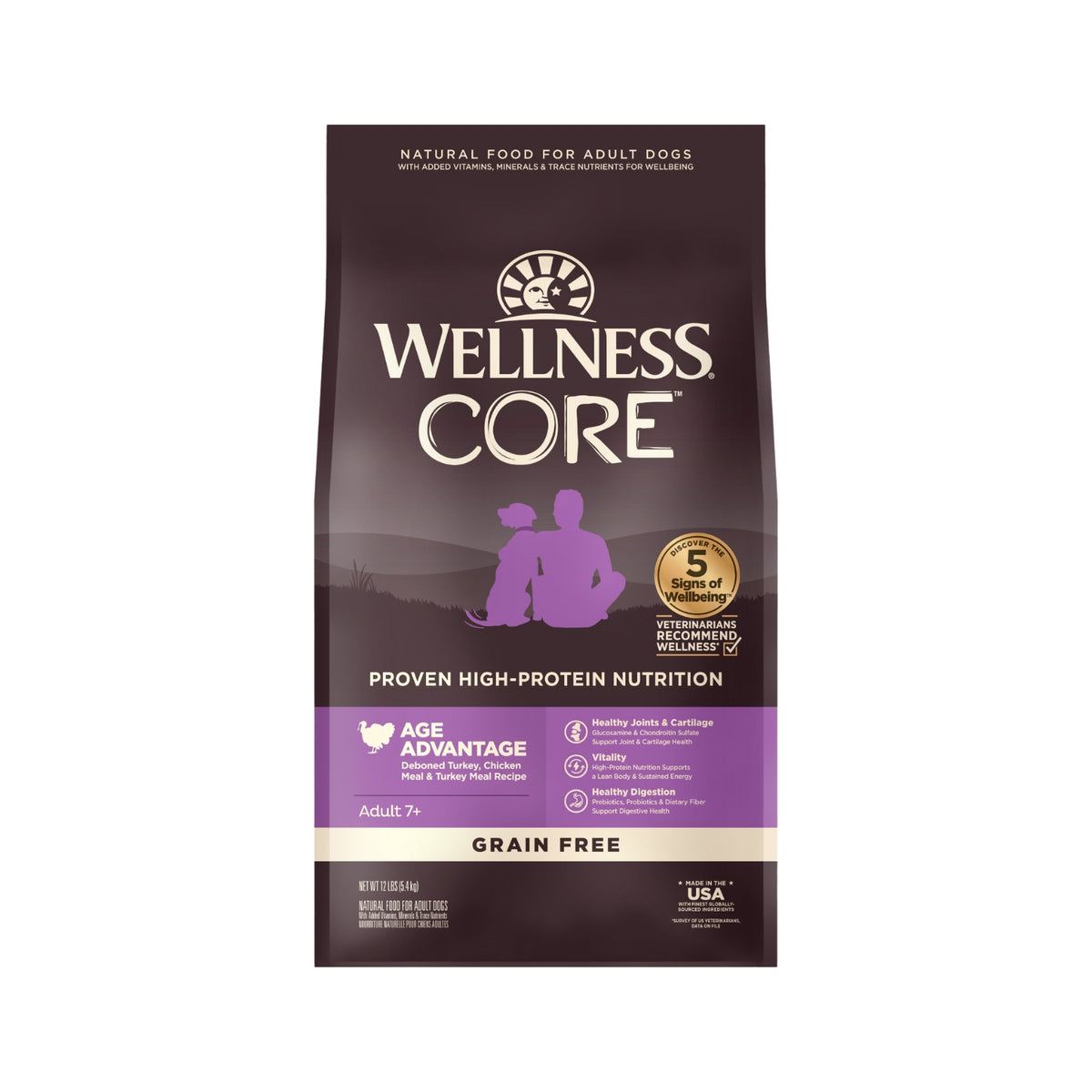 Wellness CORE Grain Free Age Advantage Adult 7+ Senior Dry Dog Food ...