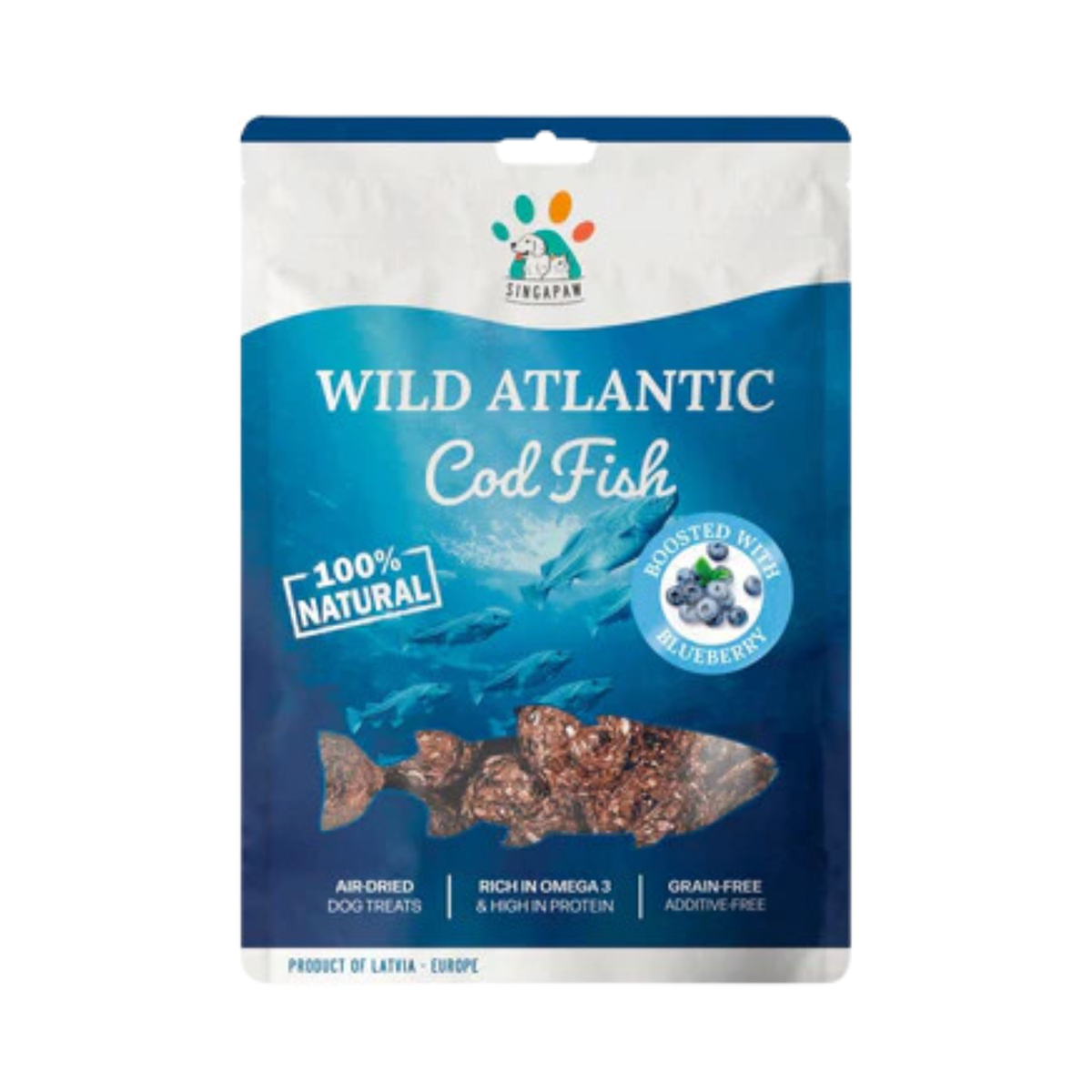 Singapaw Wild Atlantic Cod Fish With Blueberry Grain-Free Air-Dried Do ...
