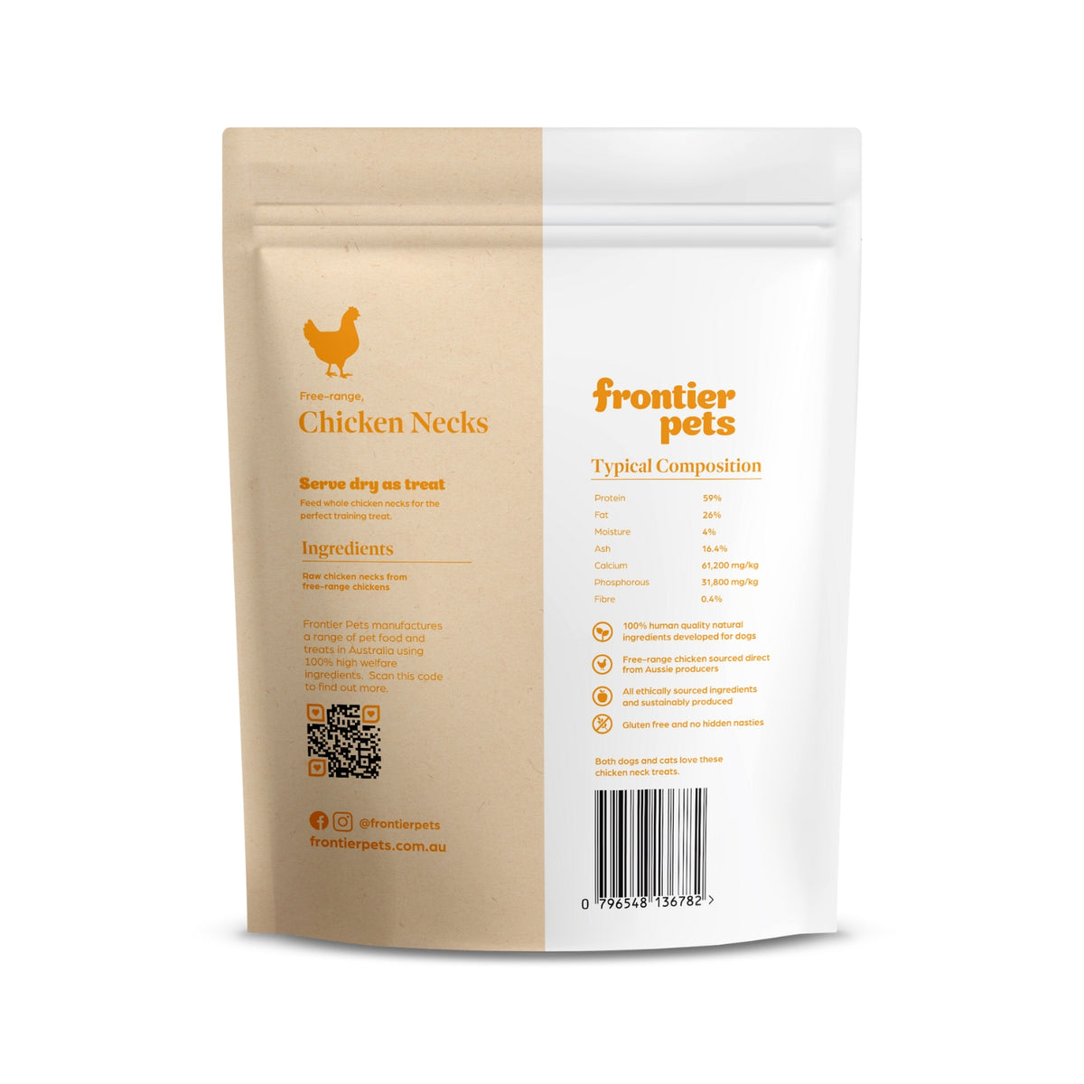 Frontier Free-Range Freeze-Dried Raw Chicken Neck Dog Treat – Pets' Station