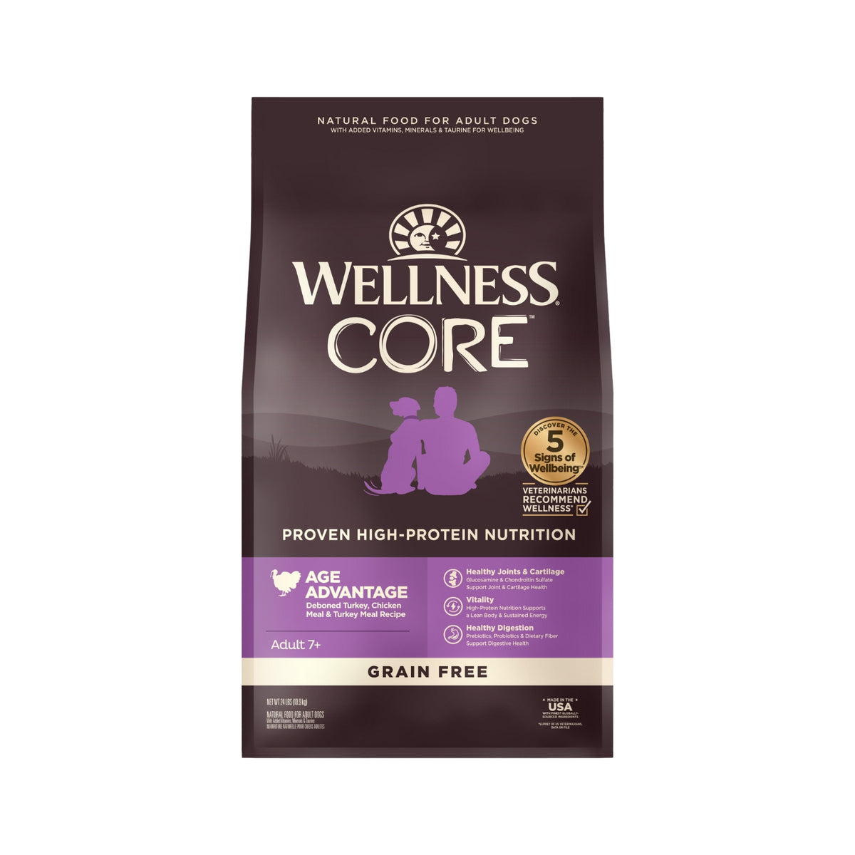 Wellness CORE Grain Free Age Advantage Adult 7+ Senior Dry Dog Food ...