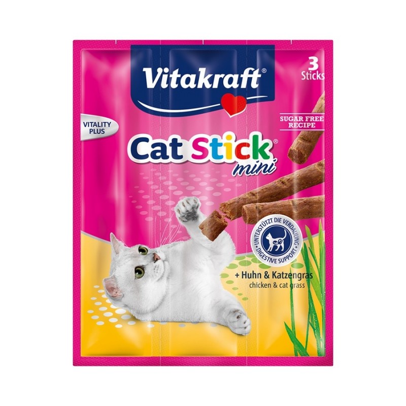 Vitakraft Cat Stick Mini Chicken & Cat Grass 3pieces – Pets' Station